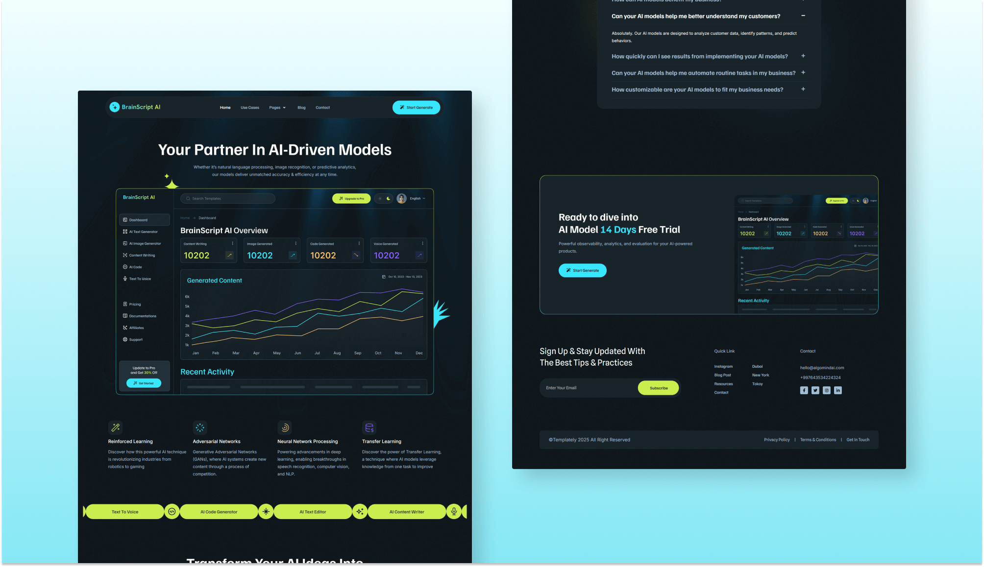 BrainScript AI – Multipurpose AI SaaS Website Template Home Page | Templately