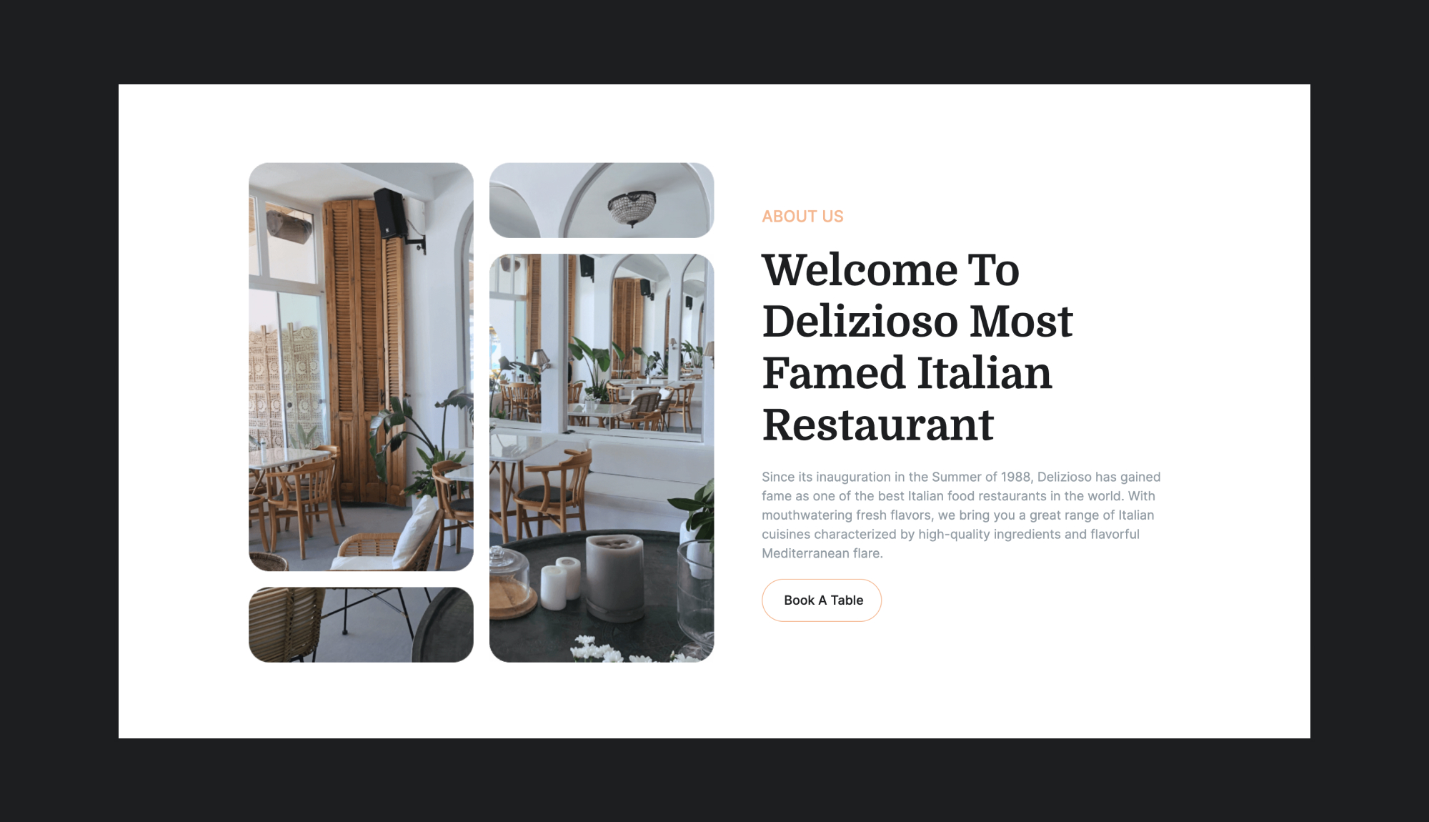 Delizioso - Italian Restaurant Website Template Info Section | Templately