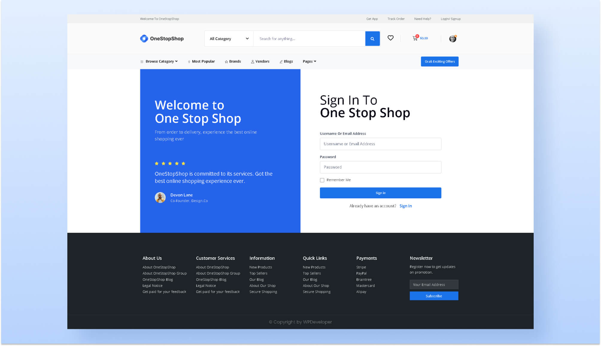 OneStopShop - Multipurpose WooCommerce Template For Elementor Login ...