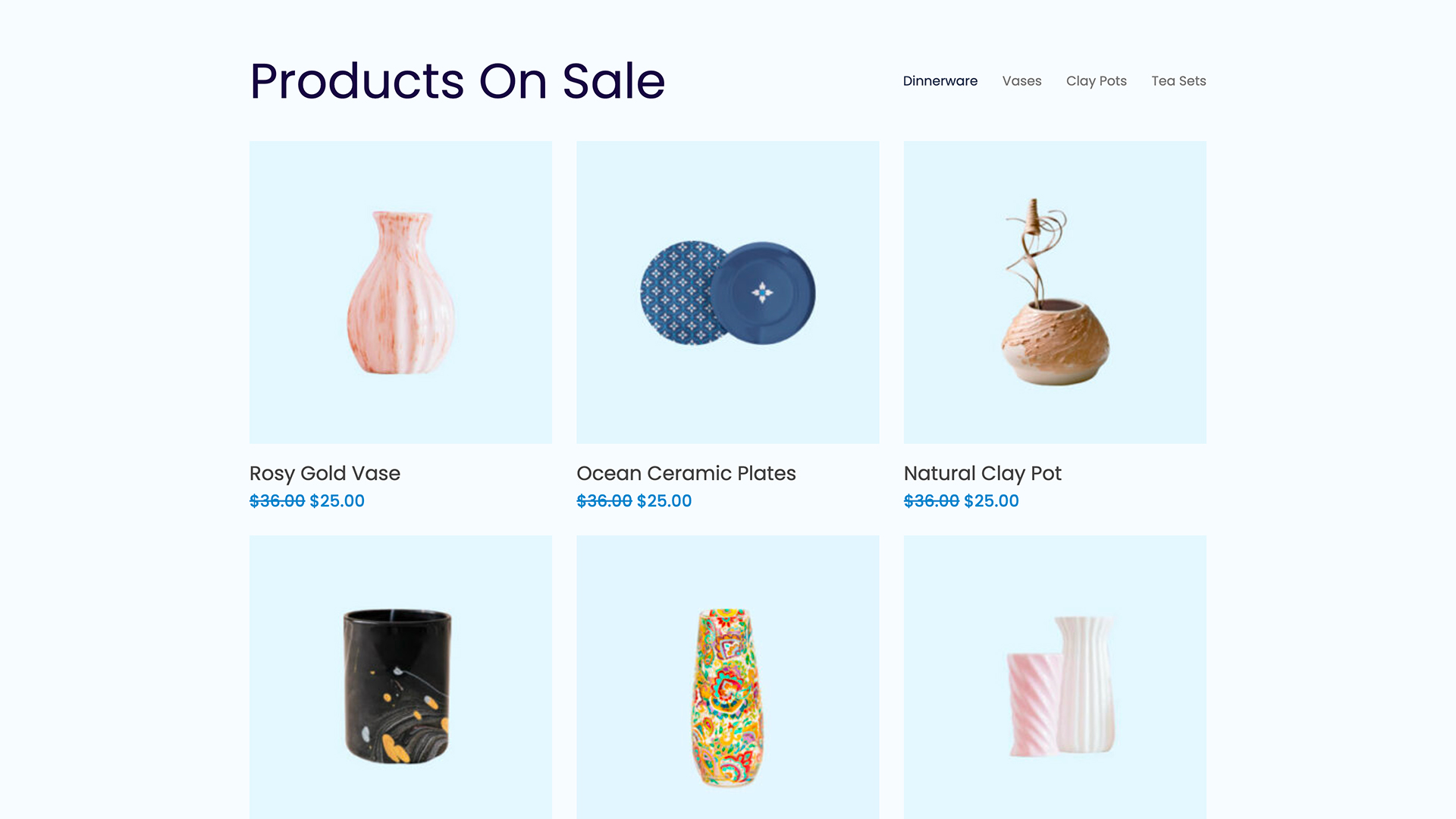 EleCeramics - Ceramic Website Template For Gutenberg Product Filter Section | Templately