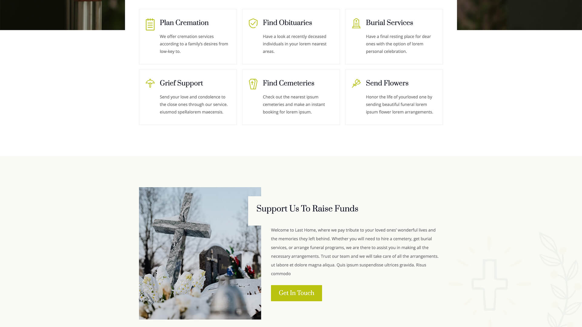 Last Home - Funeral Service Website For Gutenberg Services Section ...