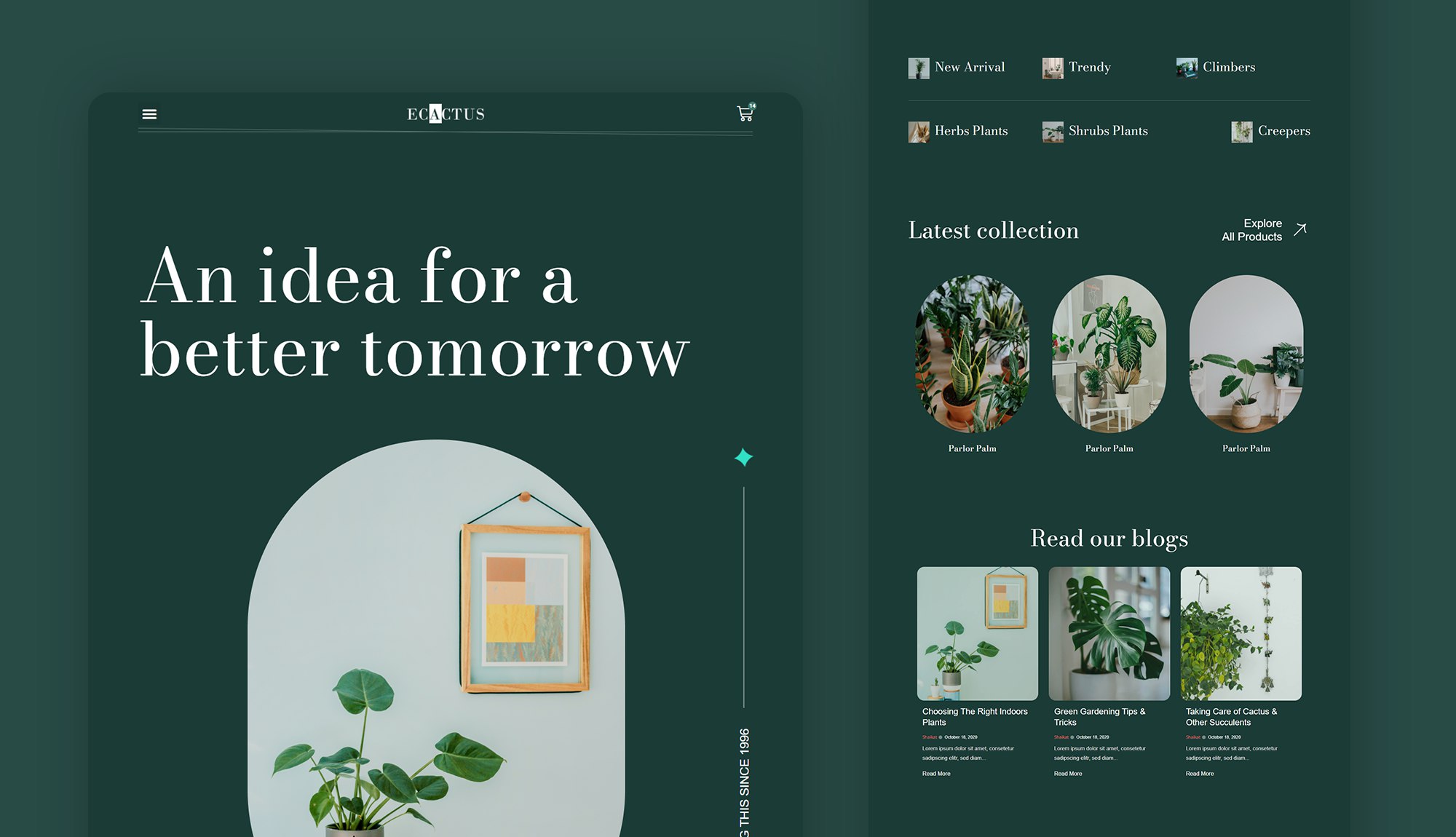 eCactus: Indoor Plant Store Website Template | Templately | Templately