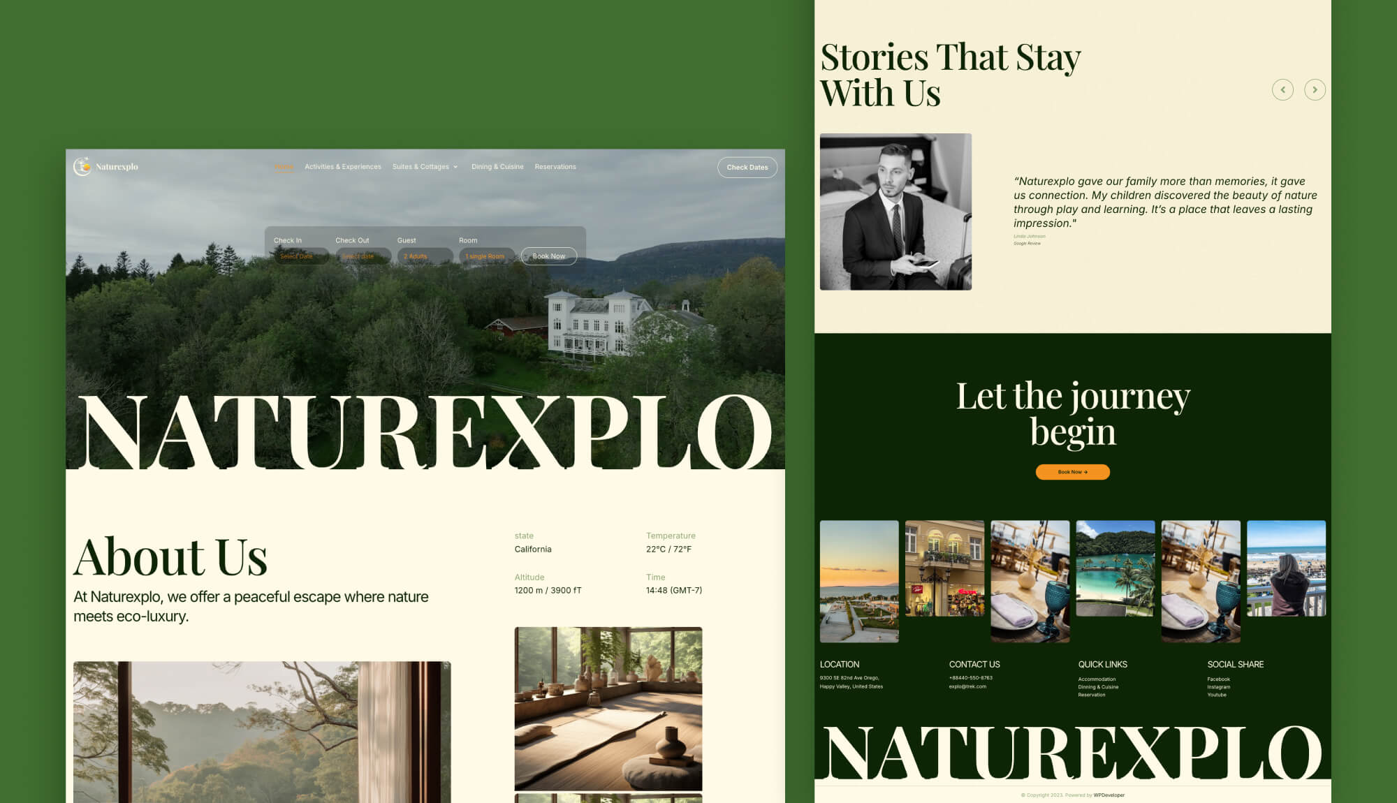 Naturexplo - Eco-resort Template for Elementor | Templately