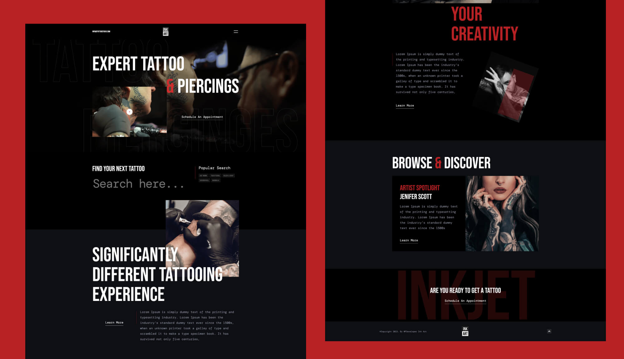 Ink Art - Tattoo Studio Website For Gutenberg | Templately