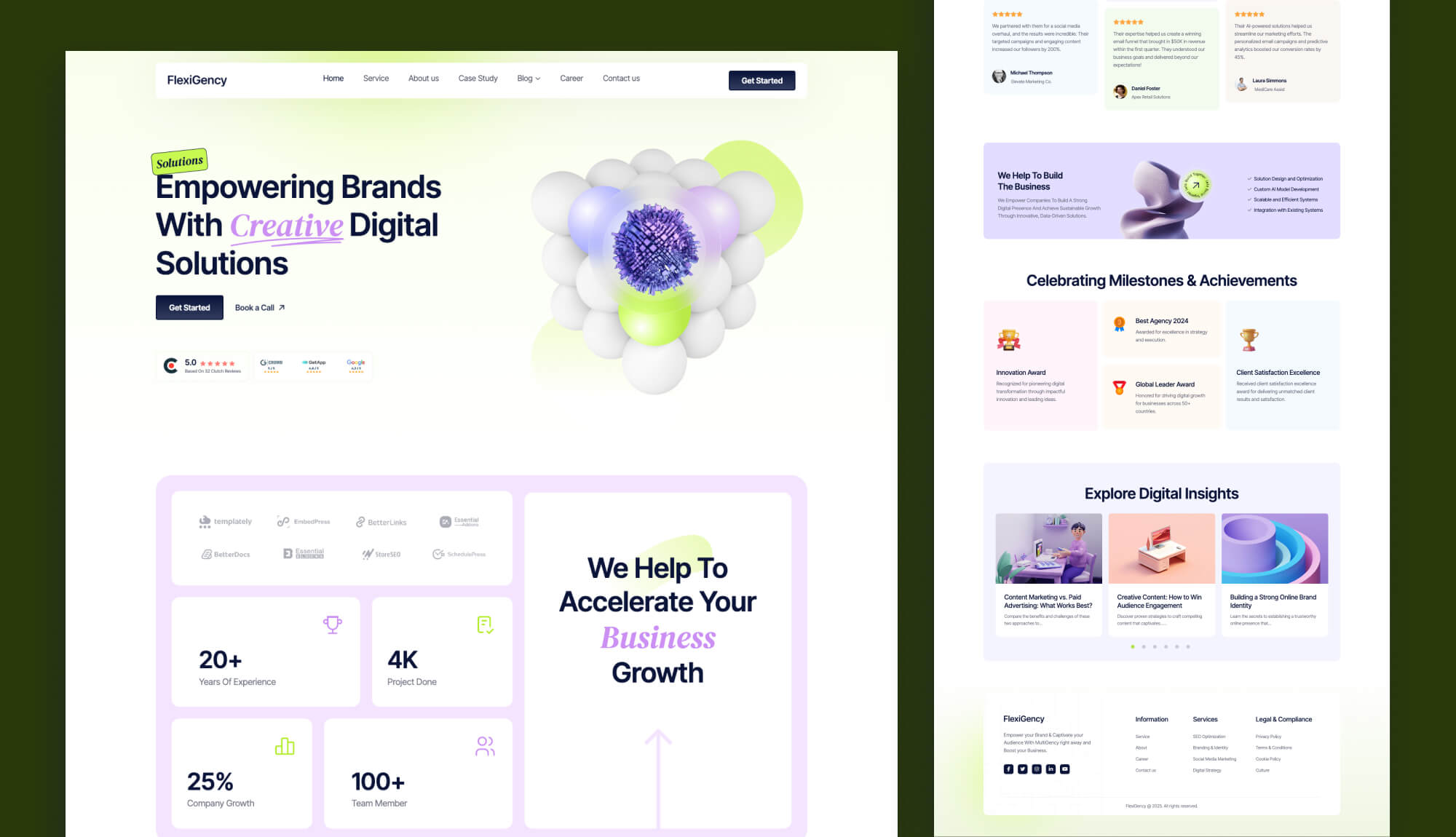 FlexiGency - Multipurpose Agency Website Template for Gutenb | Templately