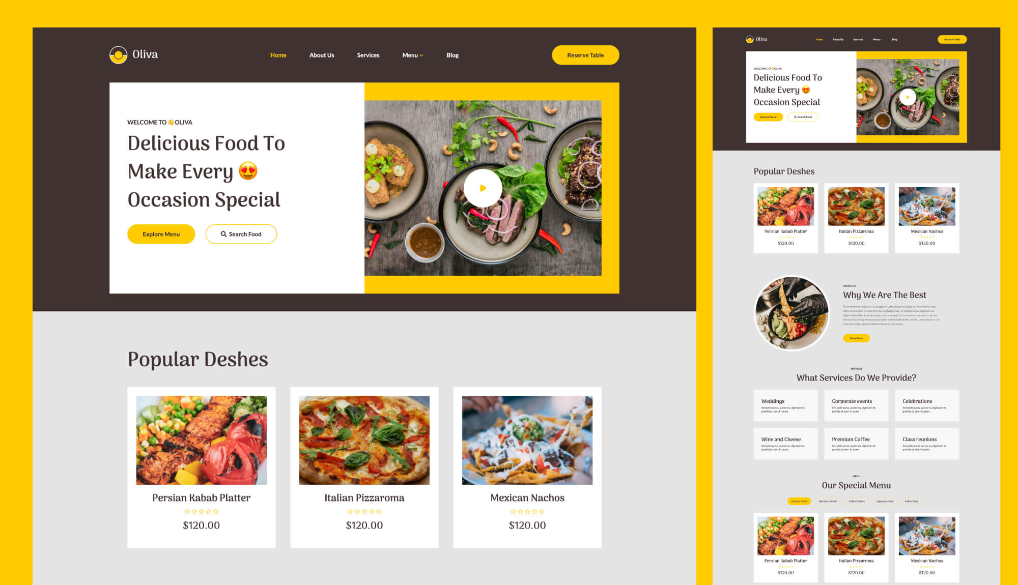 Oliva - Fine Dining Restaurant Website For Gutenberg | Templately