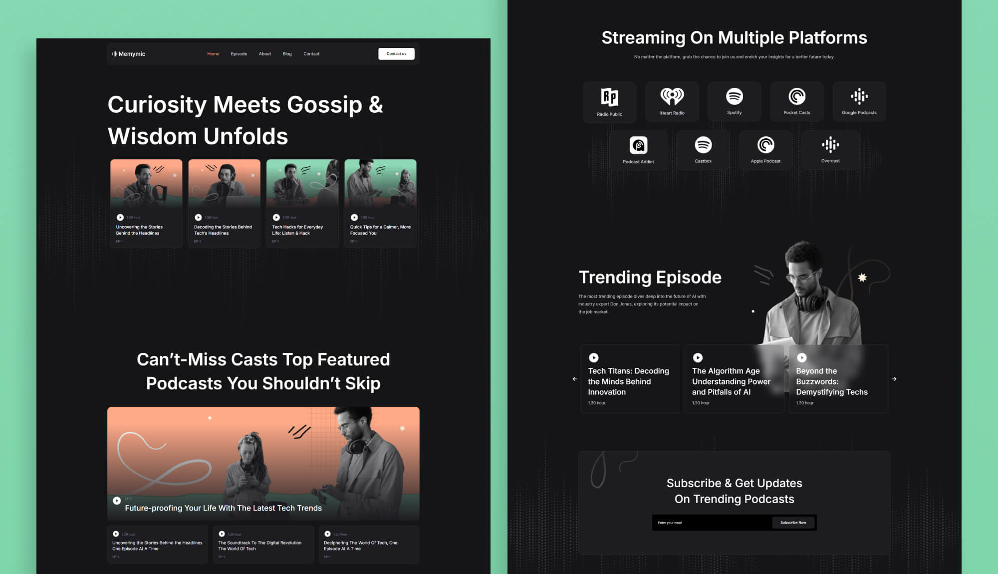 Memymic – Podcast Website Template for Gutenberg | Templately