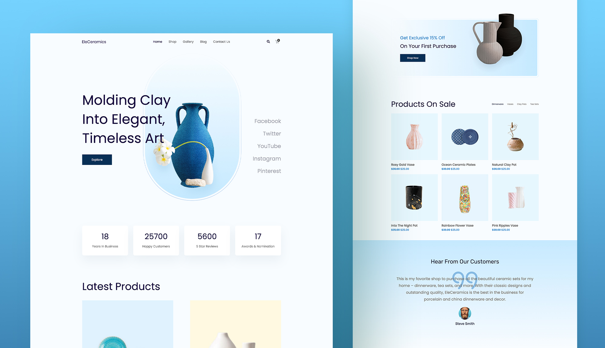 EleCeramics - Ceramic Website Template For Gutenberg | Templately